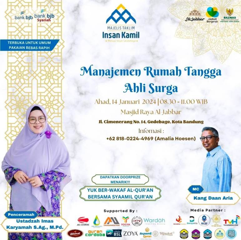 MT Insan Kamil Hadirkan Bunda Imas di Al Jabbar 14 Januari 2024 » Masjid Raya Al Jabbar