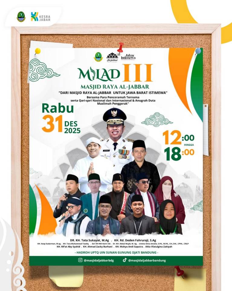 Milad III Masjid Raya Al Jabbar 31 Desember 2025 Dimeriahkan Penceramah ...
